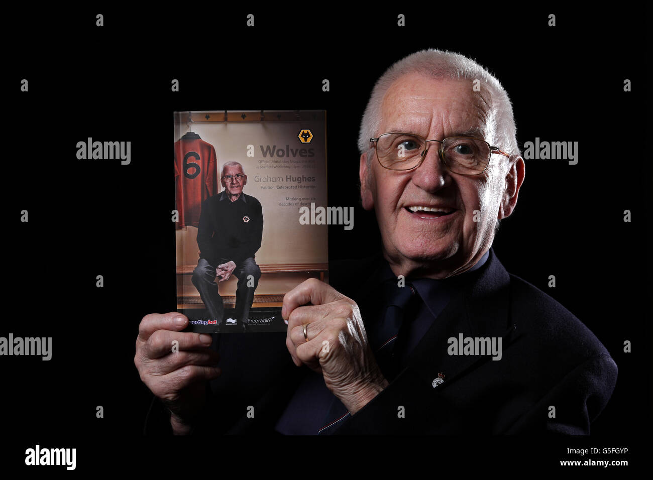 Wolverhampton Wanderers' Club Historian Graham Hughes, holds the club ...