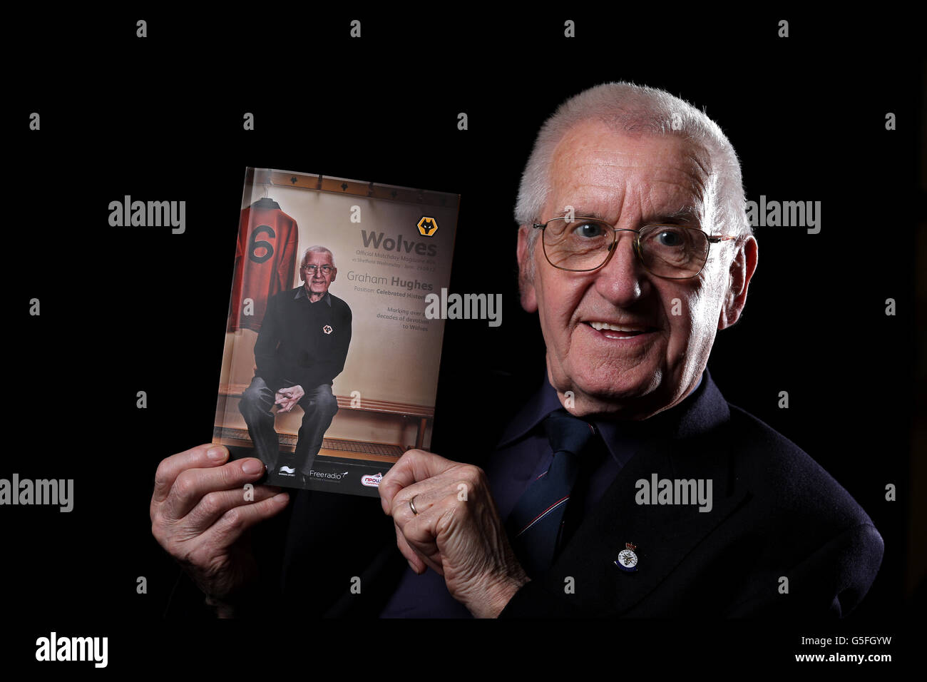 Wolverhampton Wanderers' Club Historian Graham Hughes, holds the club ...