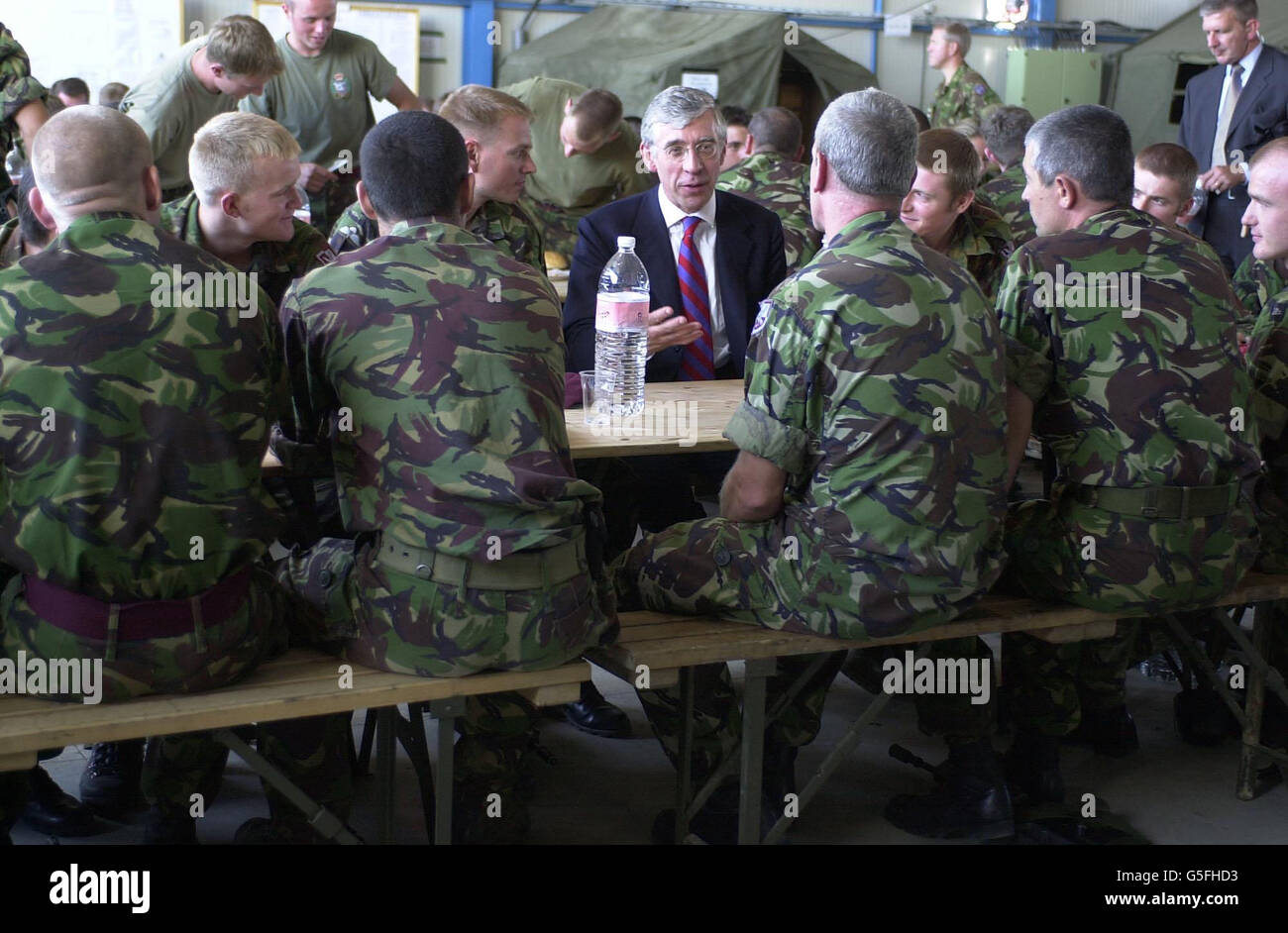 British Foreign Secretary Jack Staw talks to members of the 16 Air ...