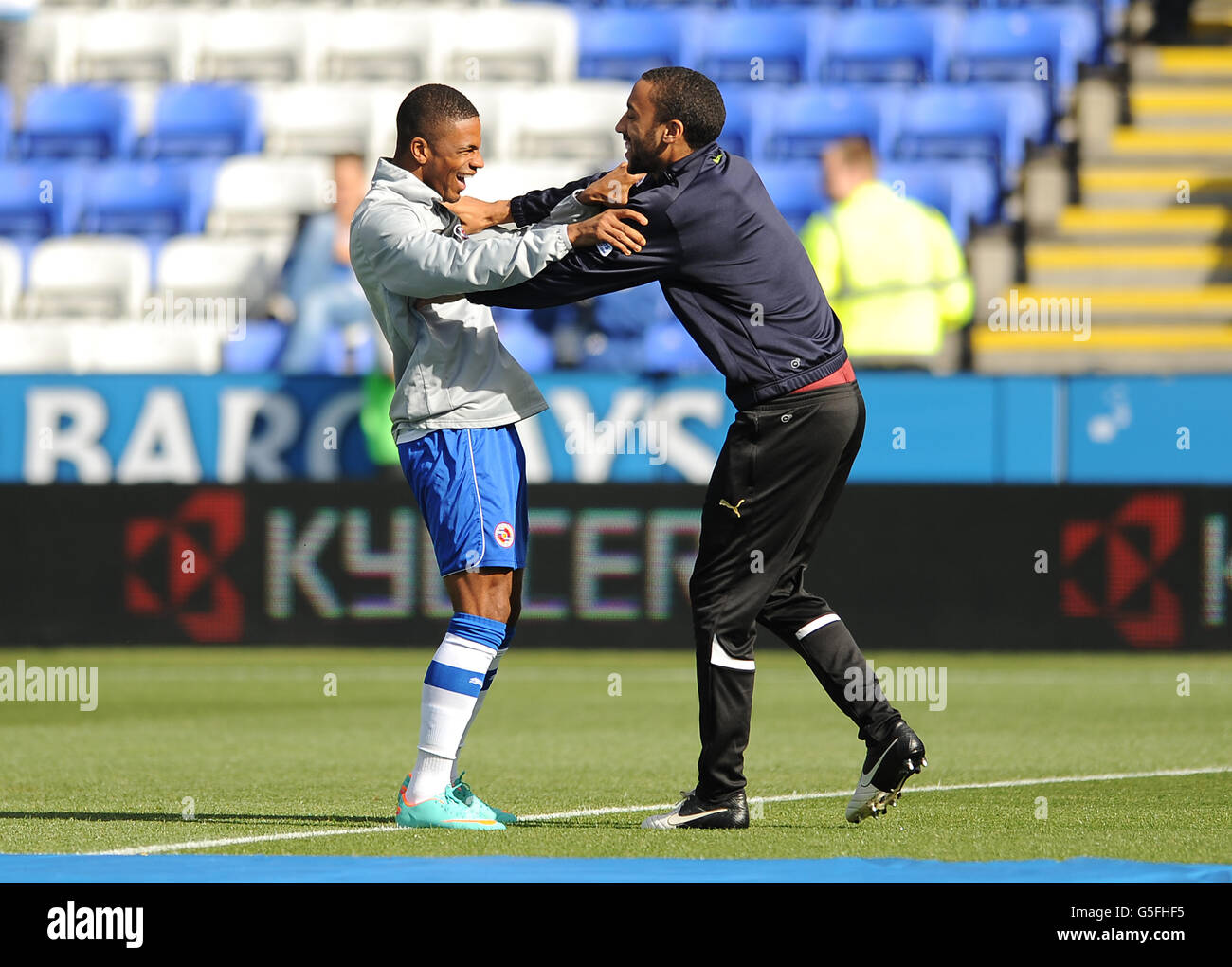 Newcastle United's James Perch (right) jokes around with his fellow ...