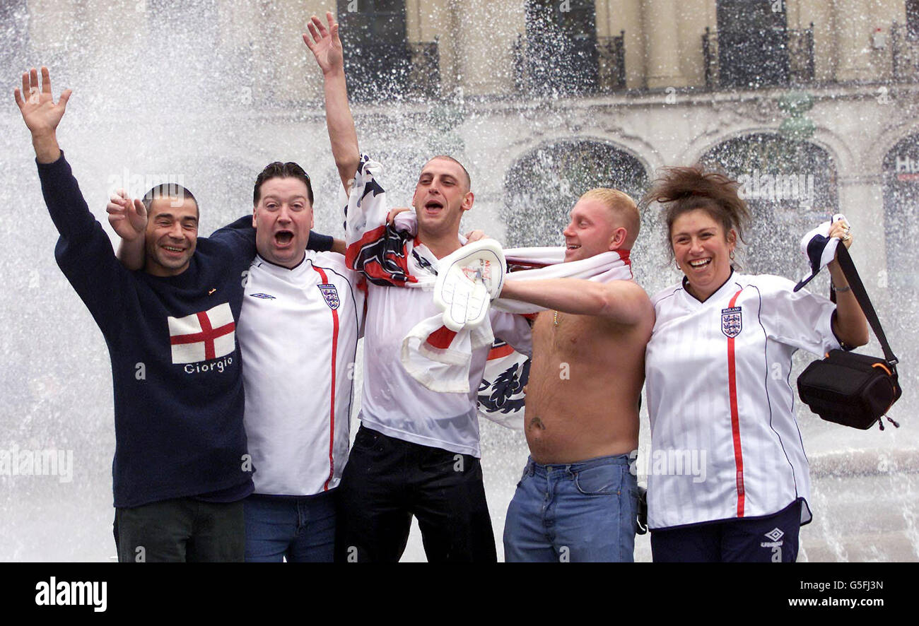 (L-R) England fans Tony Grant from London, Paul Mcgurk, Jason Worker ...