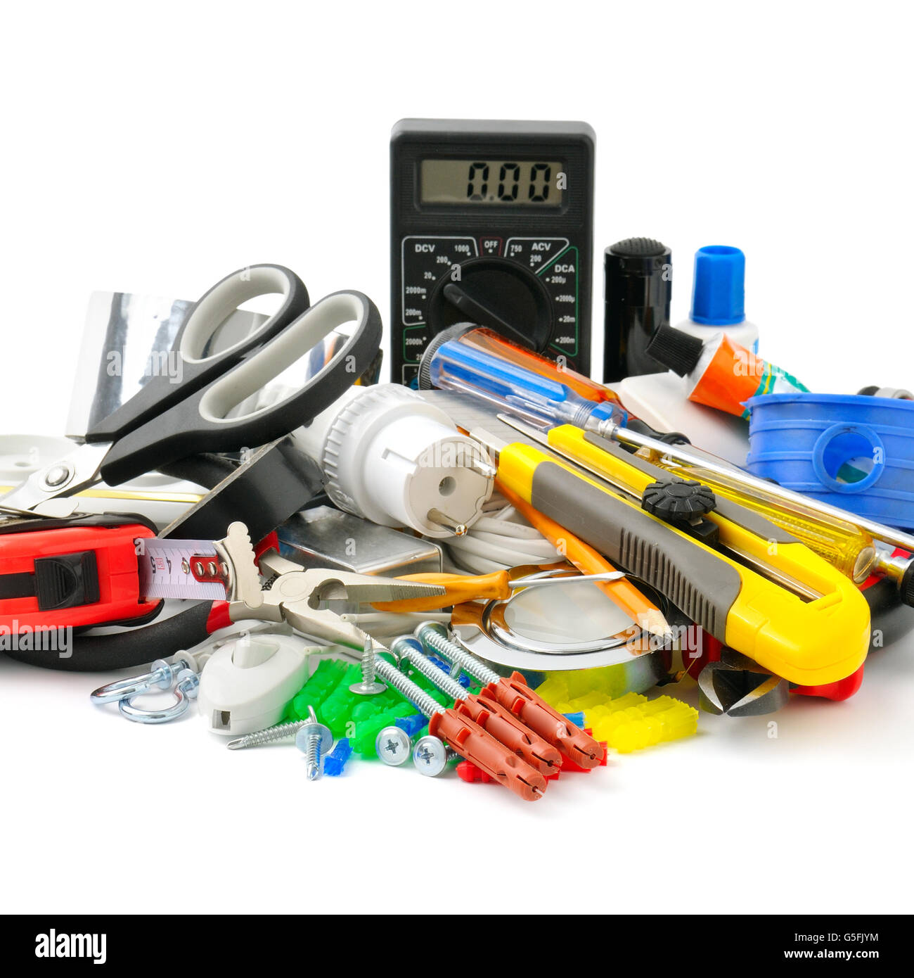 collection tools isolated on white background Stock Photo - Alamy