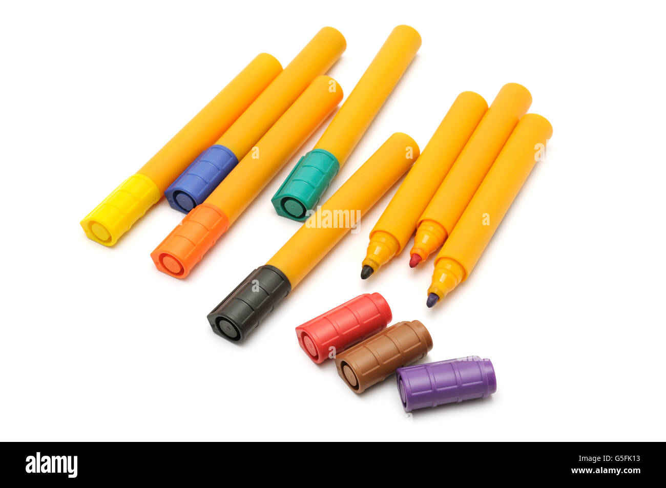 markers isolated on a white background Stock Photo - Alamy