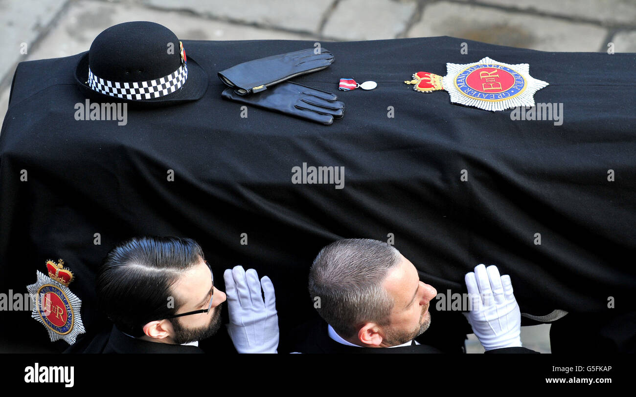 The coffin of Pc Fiona Bone, one of the two policewoman murdered in a ...