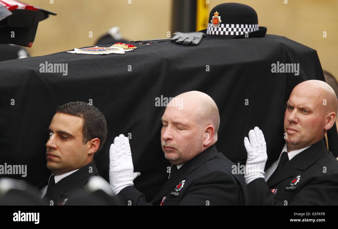 The coffin of Pc Fiona Bone, one of the two policewoman murdered in a ...