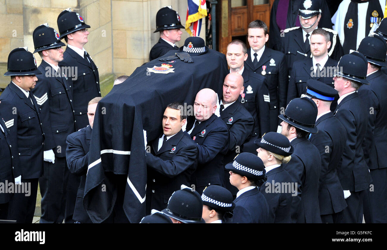 The coffin of Pc Fiona Bone, one of the two policewoman murdered in a ...