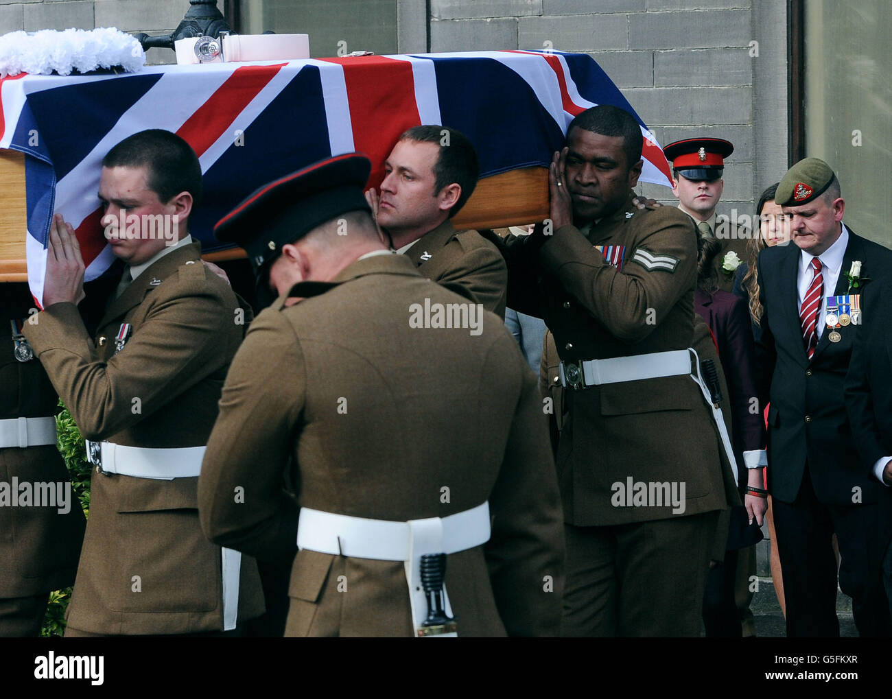 The coffin of Private Thomas Wroe leaves his funeral service at St ...