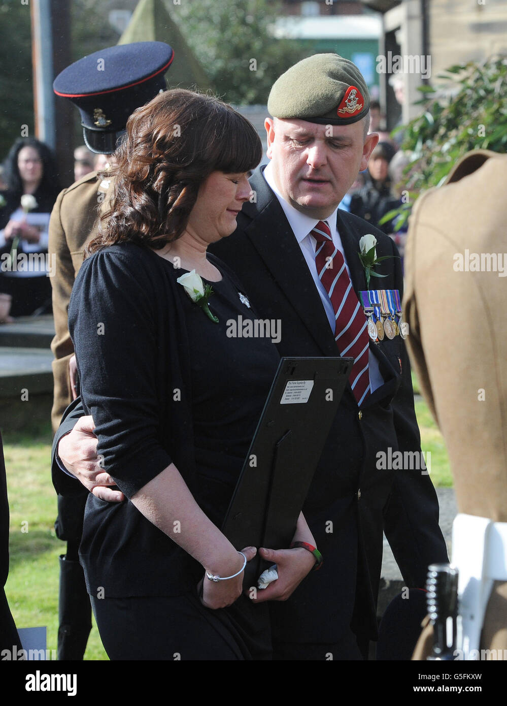 Claire and Michael Wroe, the parents of Private Thomas Wroe, arrive for ...