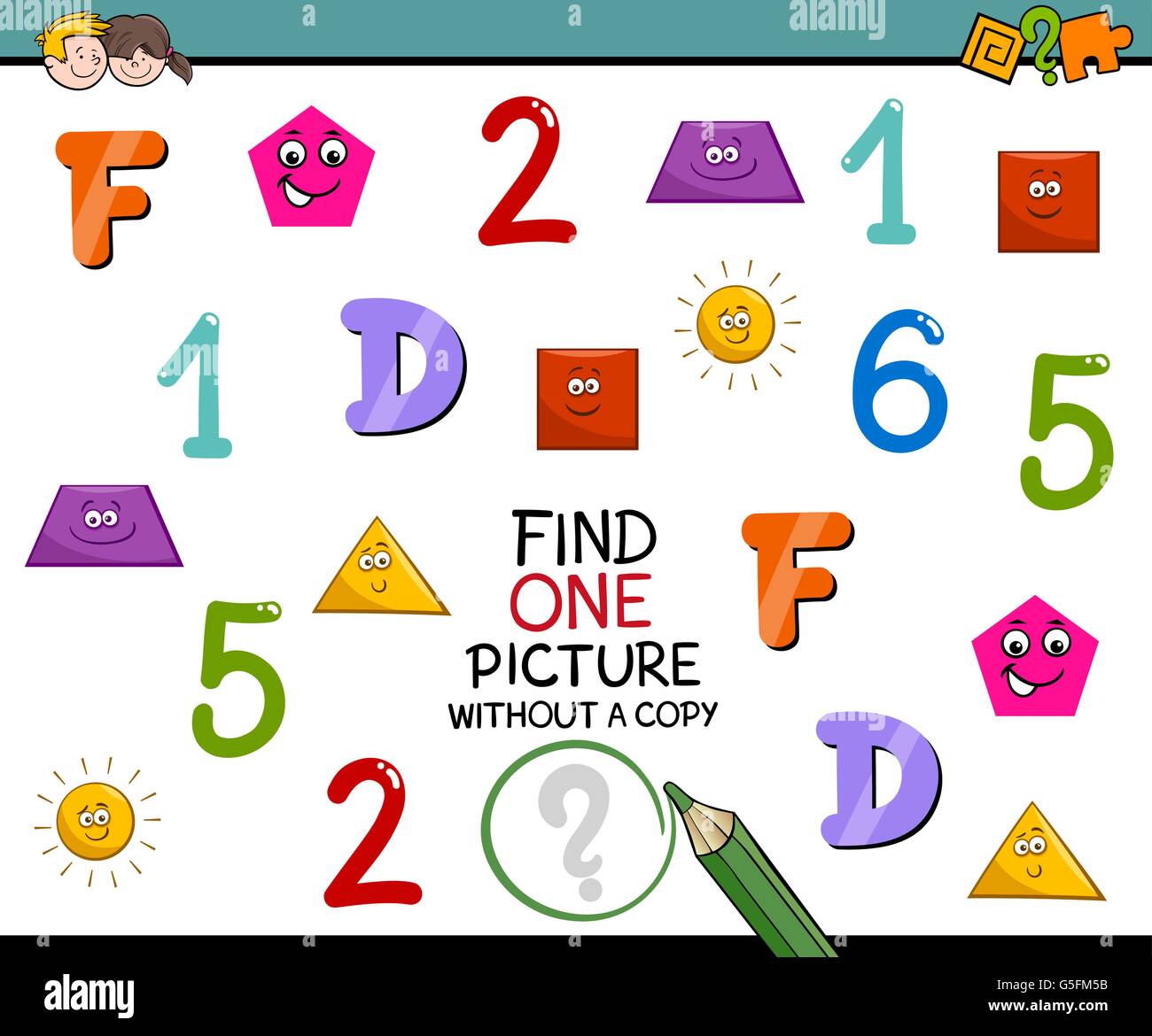 Cartoon Illustration of Educational Activity of Single Picture Search ...