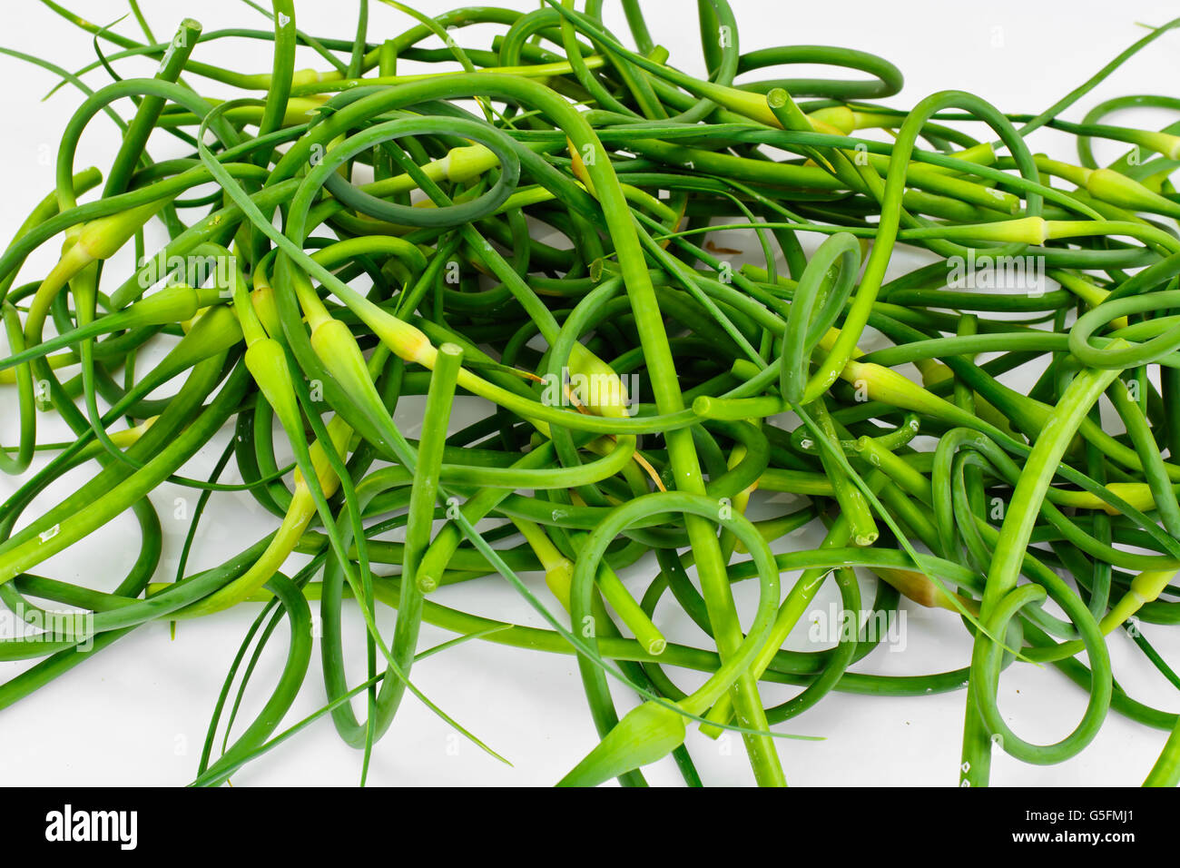 Green Stalks of Garlic Stock Photo - Alamy