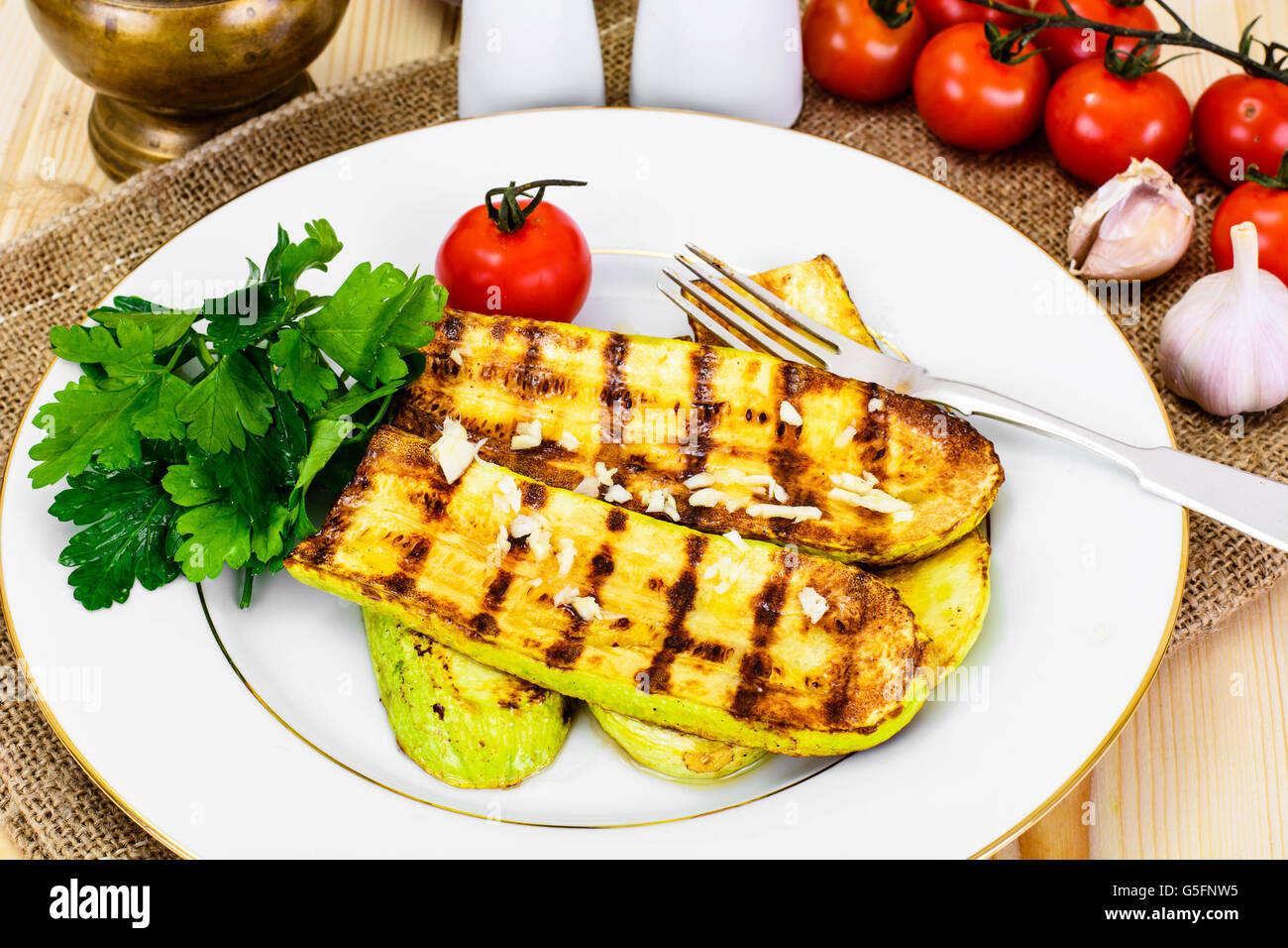 Courgettes Zucchini Grill Stock Photo - Alamy