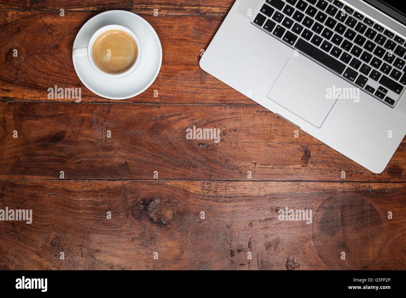office desk , coffee and laptop Stock Photo - Alamy