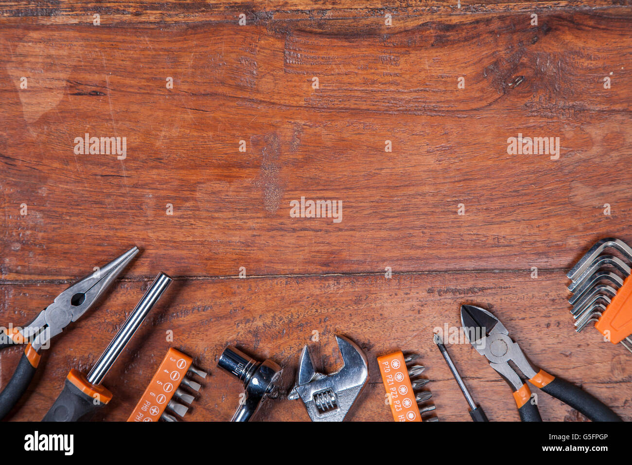 various kinds of tools, view from the top Stock Photo - Alamy