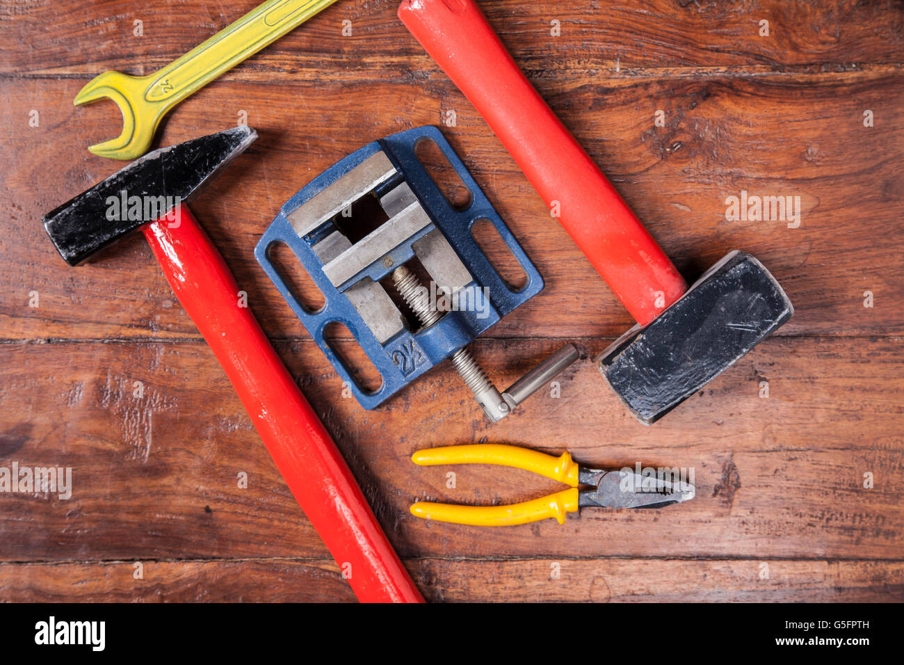 table with tools Stock Photo - Alamy