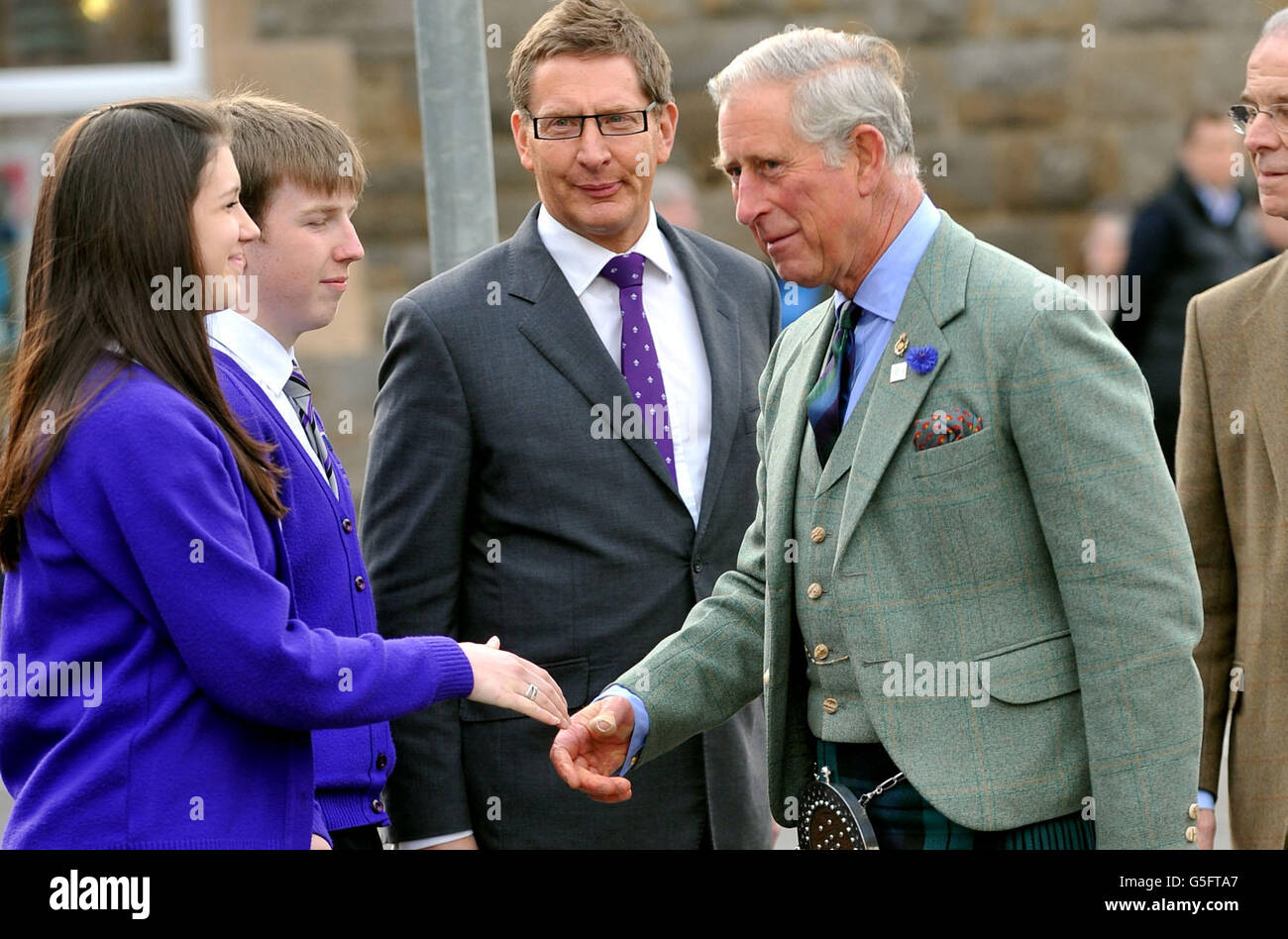 The Prince of Wales meets with Sarah Foster, head girl, and Logan Shaw ...