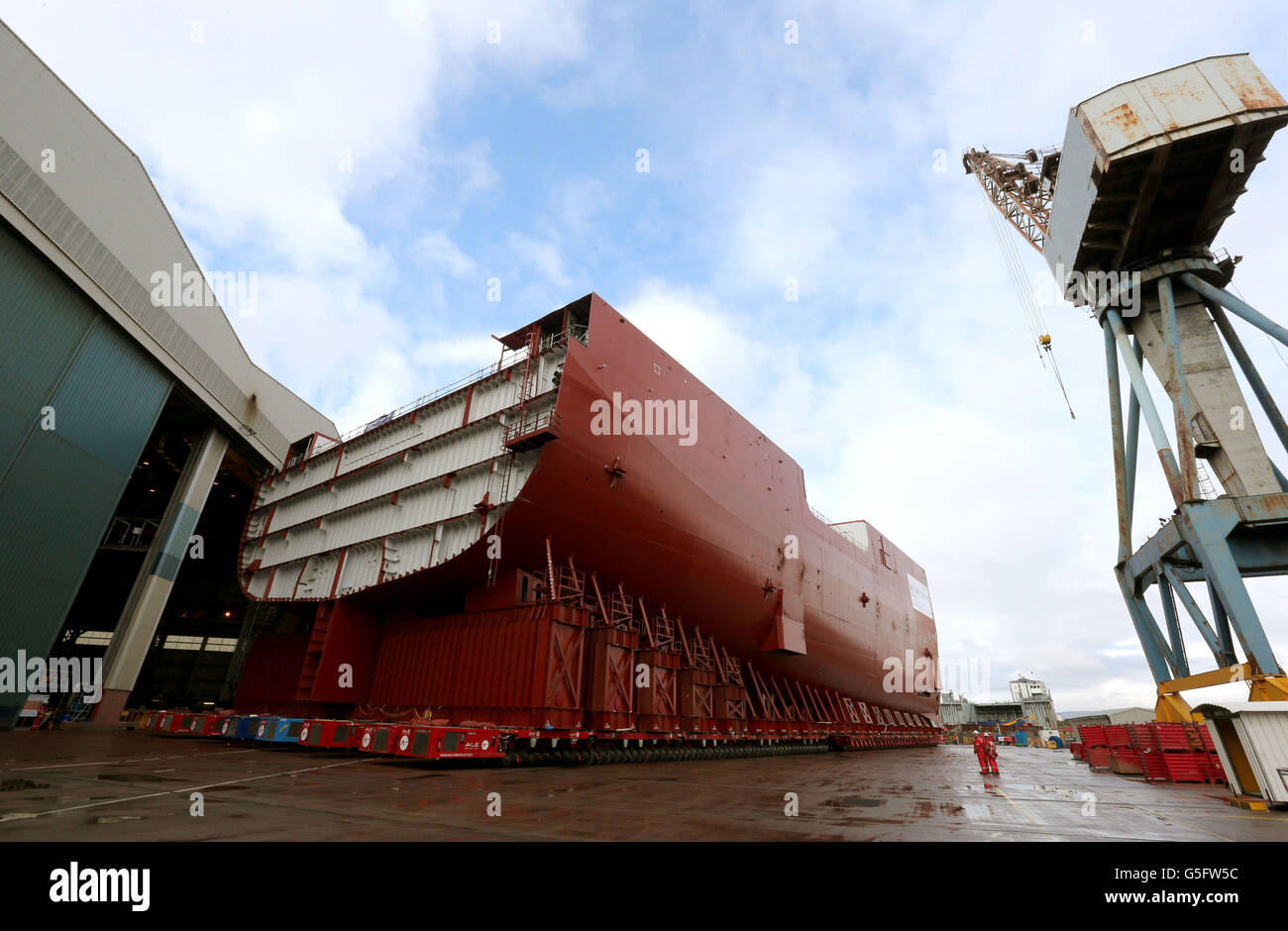 The largest hull section of the first Queen Elizabeth class aircraft ...