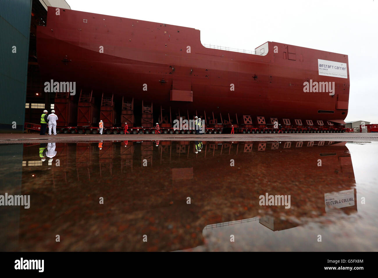 Warship hull begins 600 mile trip Stock Photo - Alamy