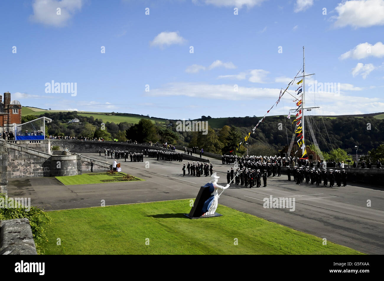 Passing out Naval officers on the parade ground outside Britannia Royal ...
