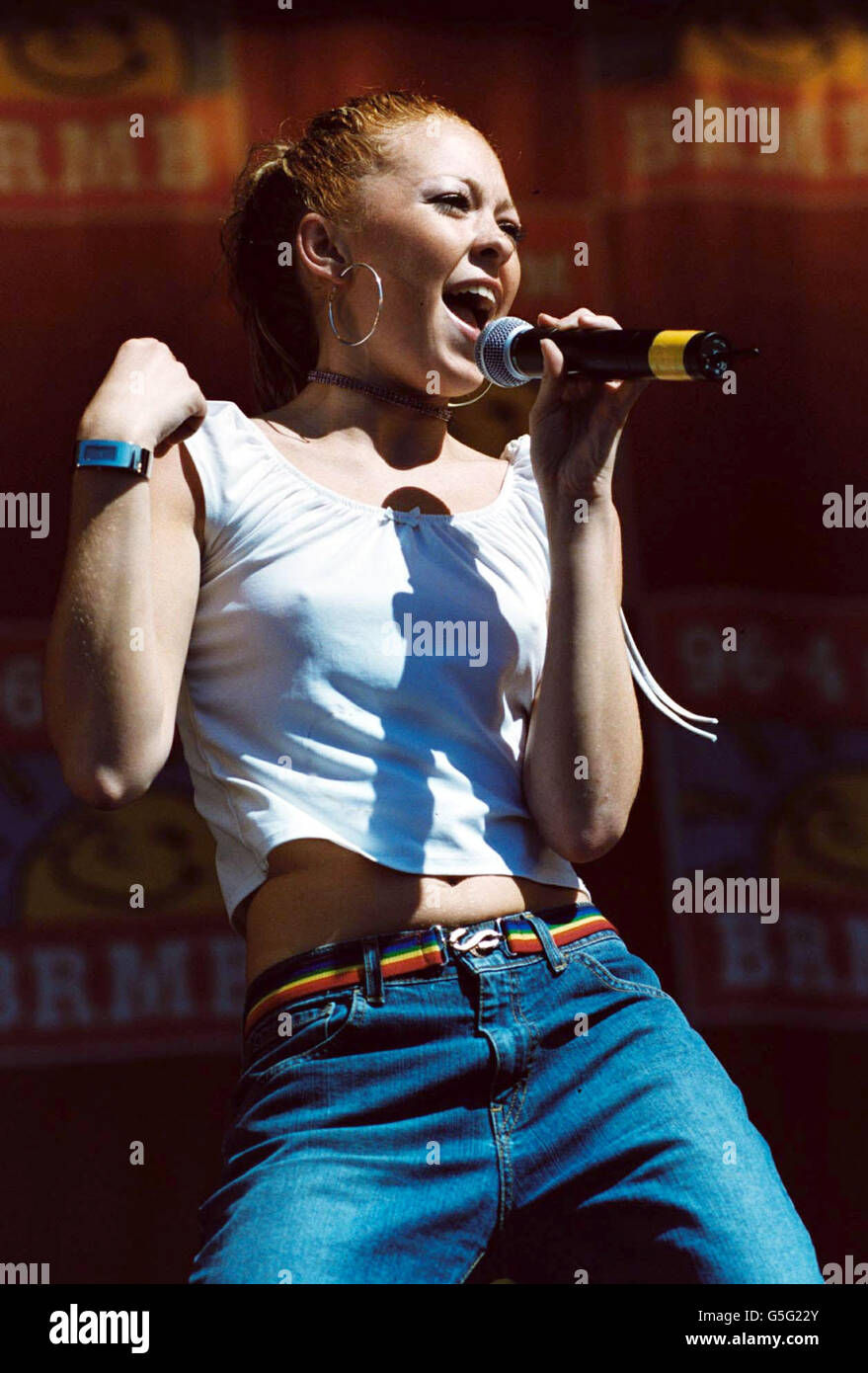 Natasha Hamilton from Atomic Kitten on stage at the BRMB Party In The ...