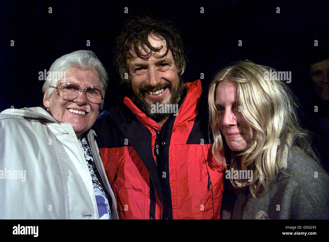 Peter Bray is greeted by his mother Florence (left) and girlfriend ...