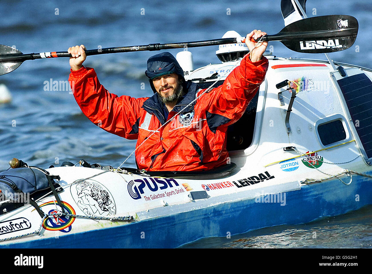 Trans-Atlantic canoeing hero Peter Bray celebrates as he re-enacts his ...