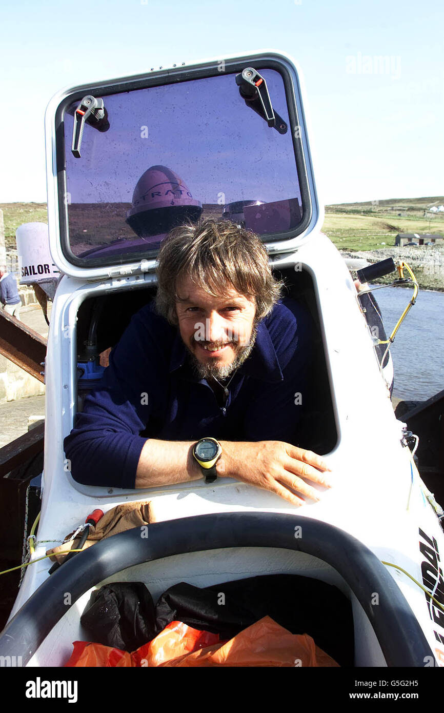 Trans-Atlantic canoeing hero Peter Bray inside his cramped sleeping ...