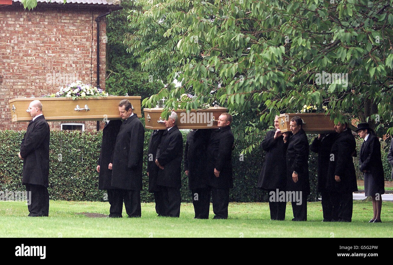 The coffins carrying Jill Bluestone, 31 and her two children Henry ...