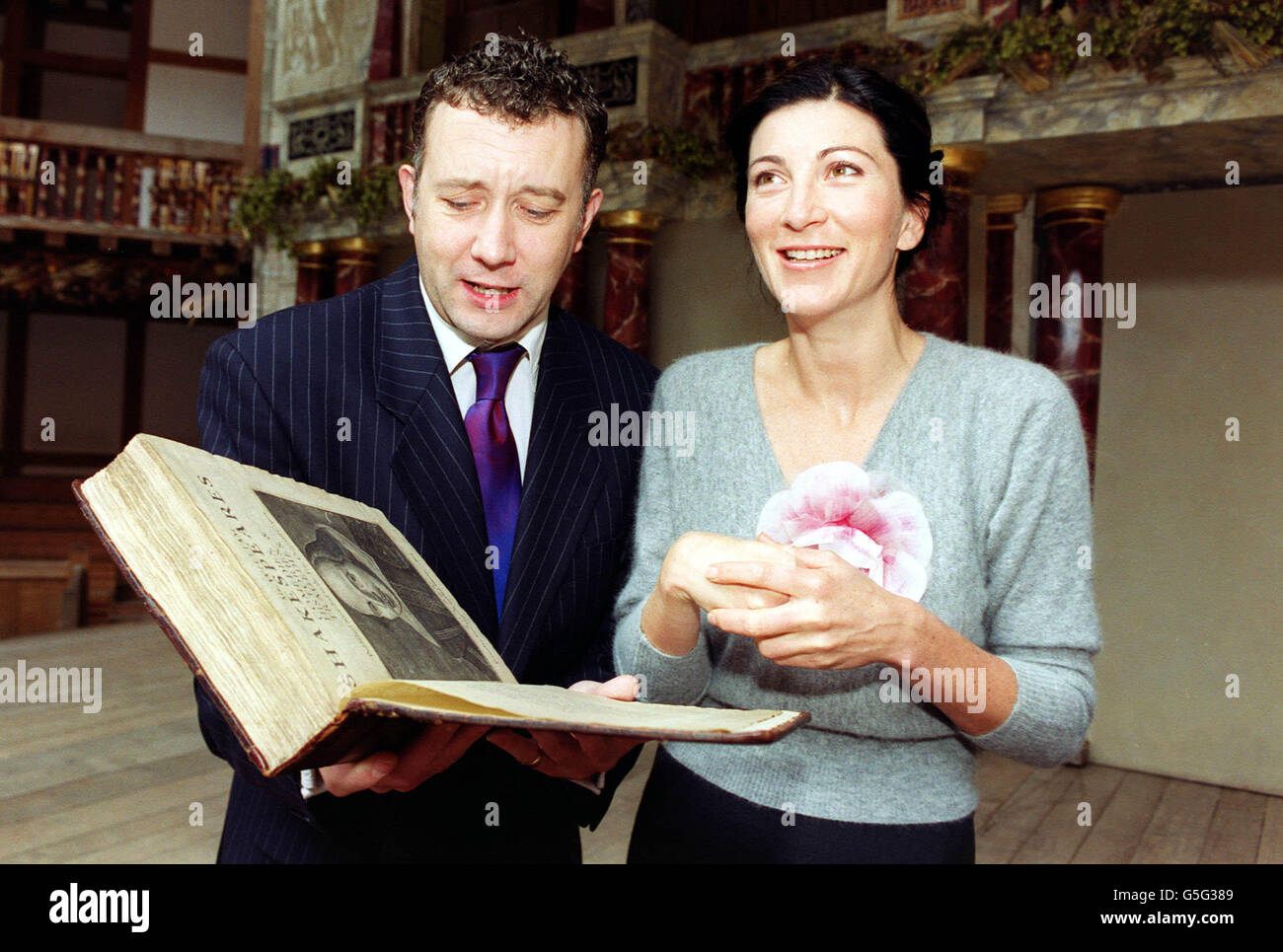 Shakespearian actors Jasper Britton and Eve Best looking at the opening ...