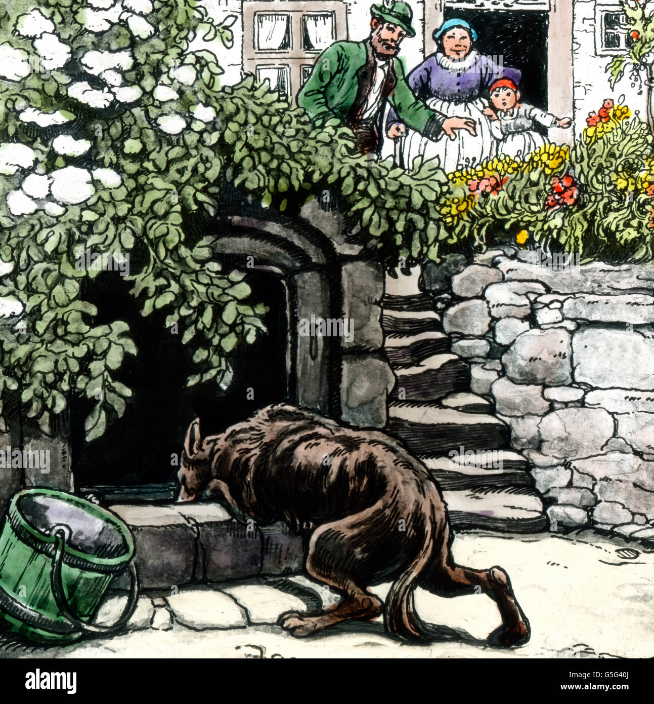 Rotkäppchen und der böse Wolf. Little Red Riding Hood. history, historical, 1910s, 1920s, 20th ...