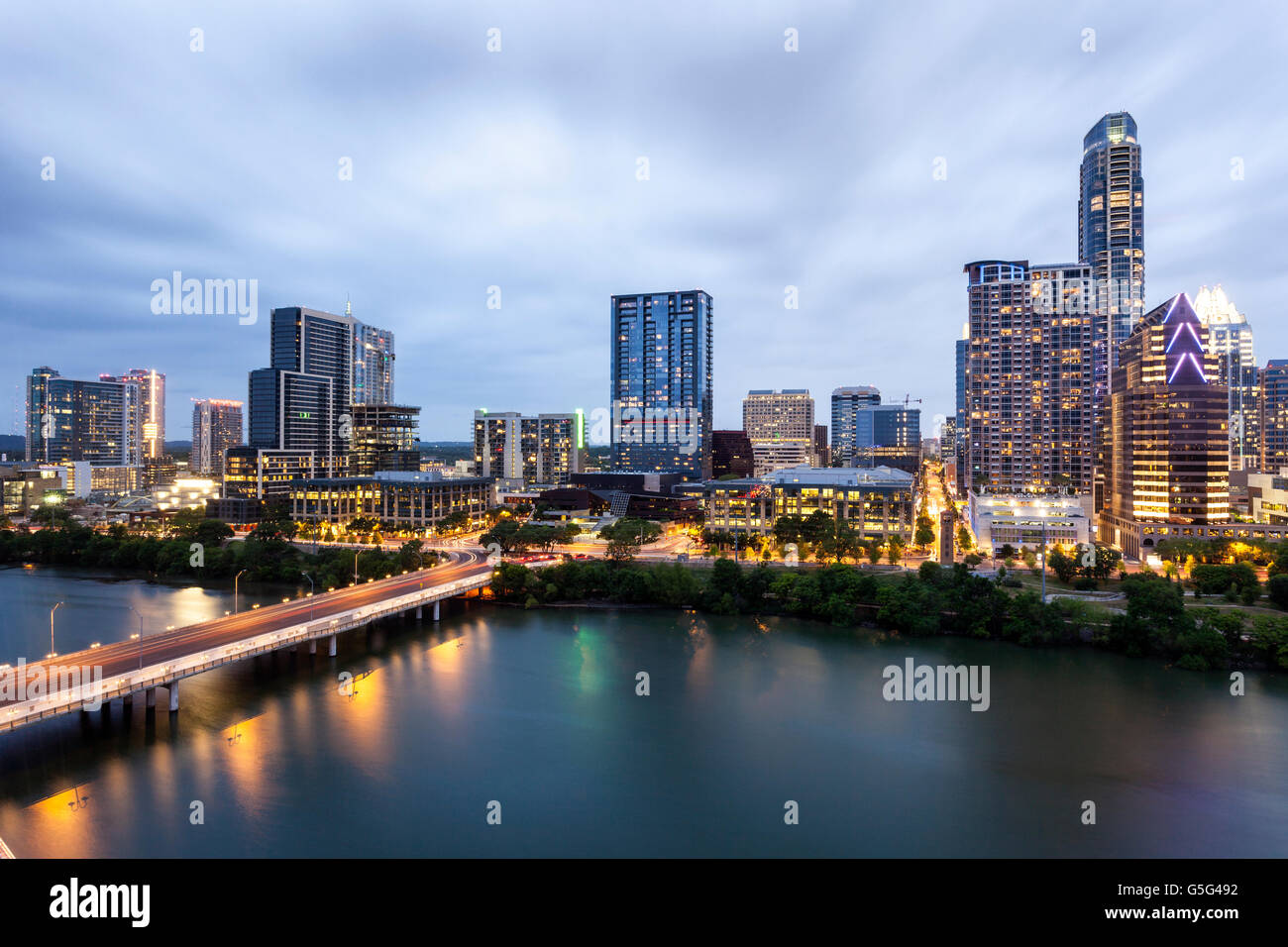 Austin Downtown at night Stock Photo - Alamy