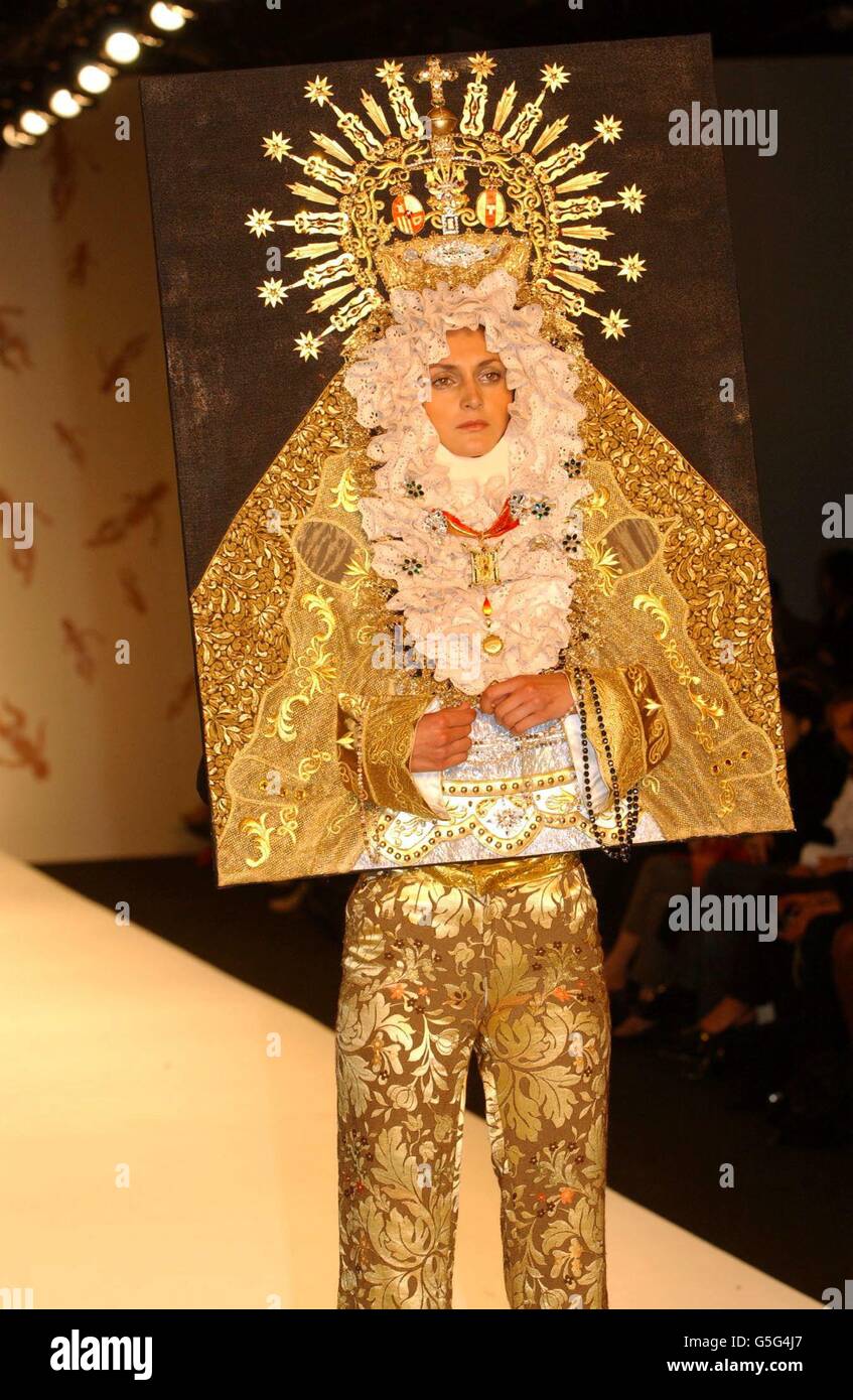 A model for the Arkadius spring-summer catwalk show during London ...