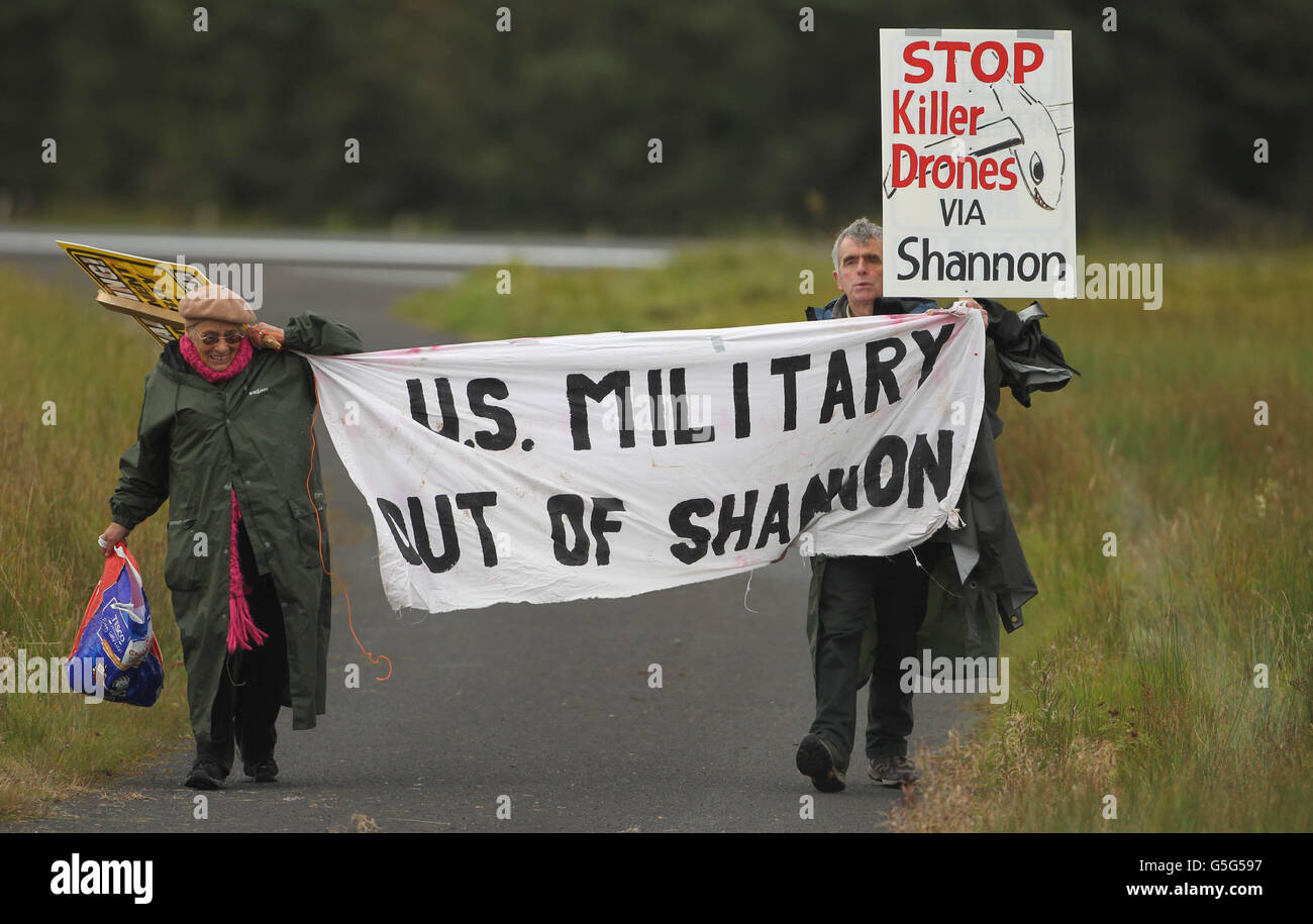 Shannon Peace activists Niall Farrell and Margaretta D'arcy are ...