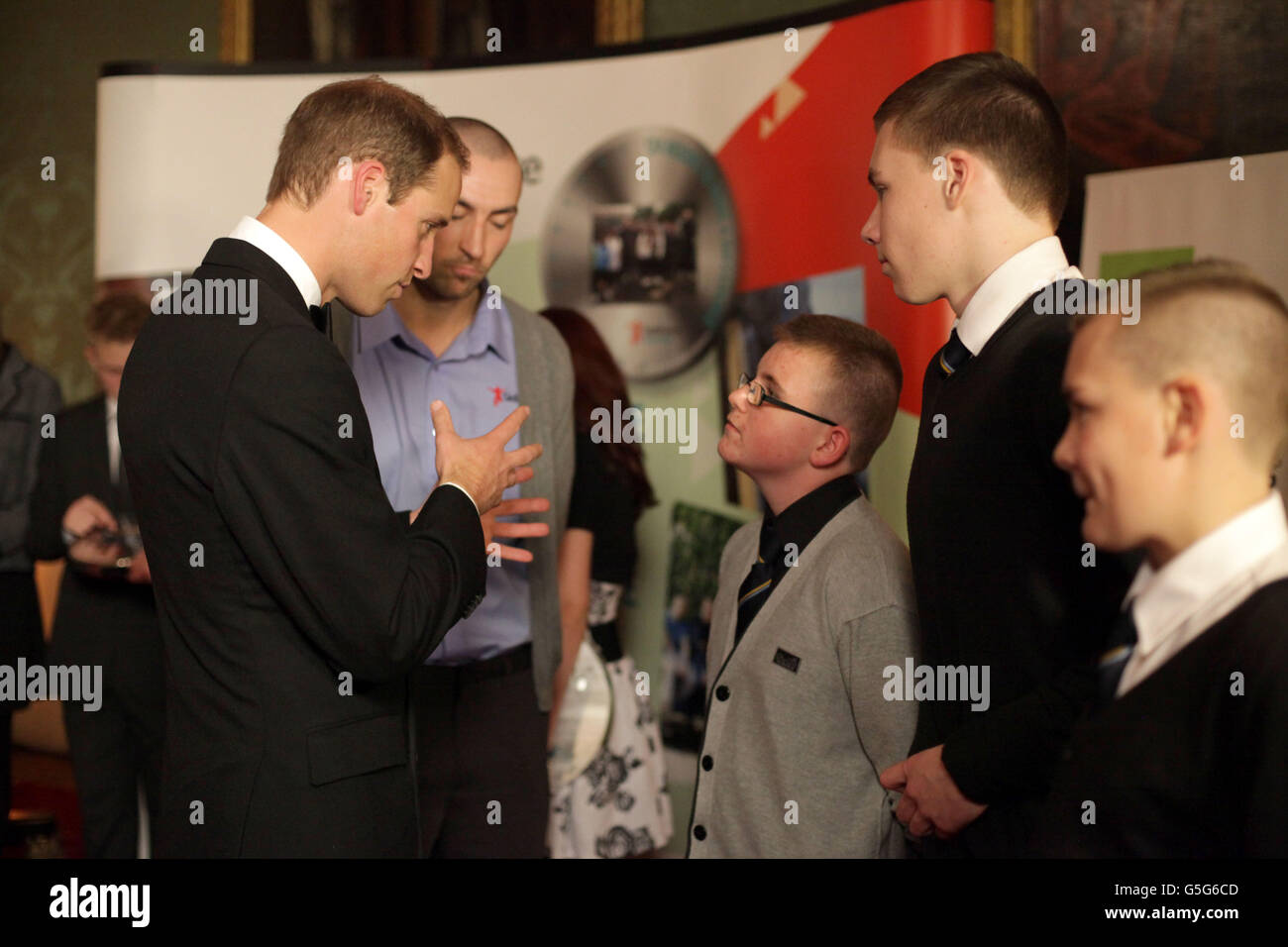 The Duke of Cambridge talks to Ryan Burrell, Jamie Semple and George ...