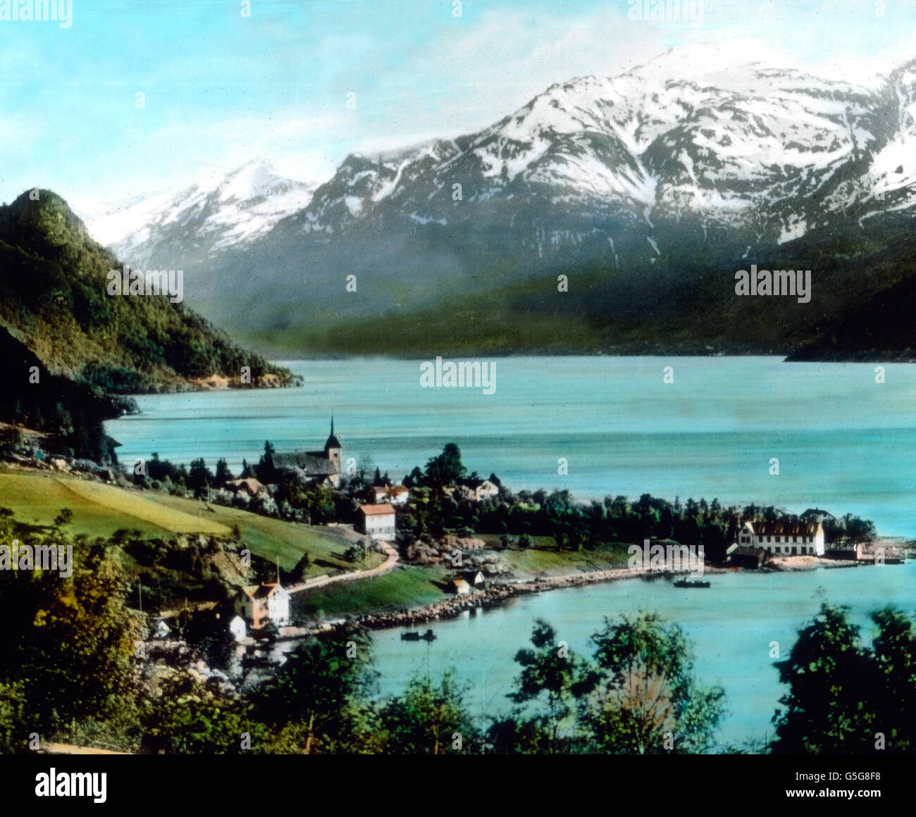 Hardangerfjord, Lofthus. The village of Lofthus at the Hardanger Fjord ...