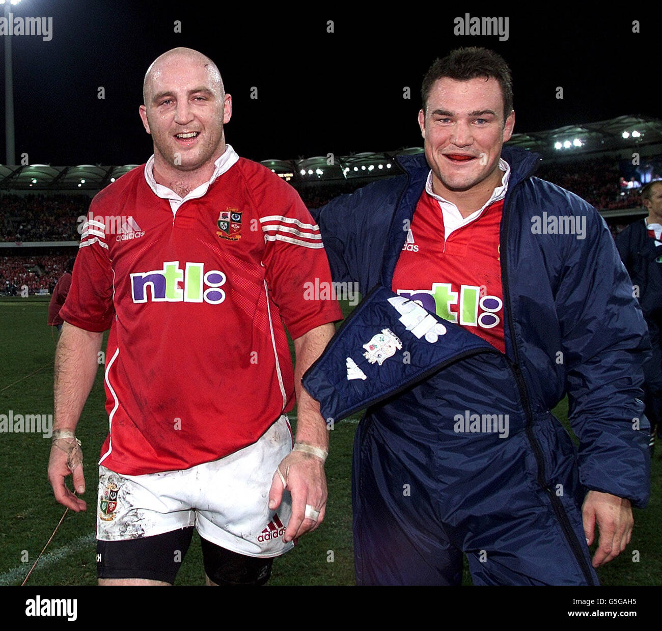Keith Wood and Gordon Bulloch walk off at the Gabba after the Lions ...