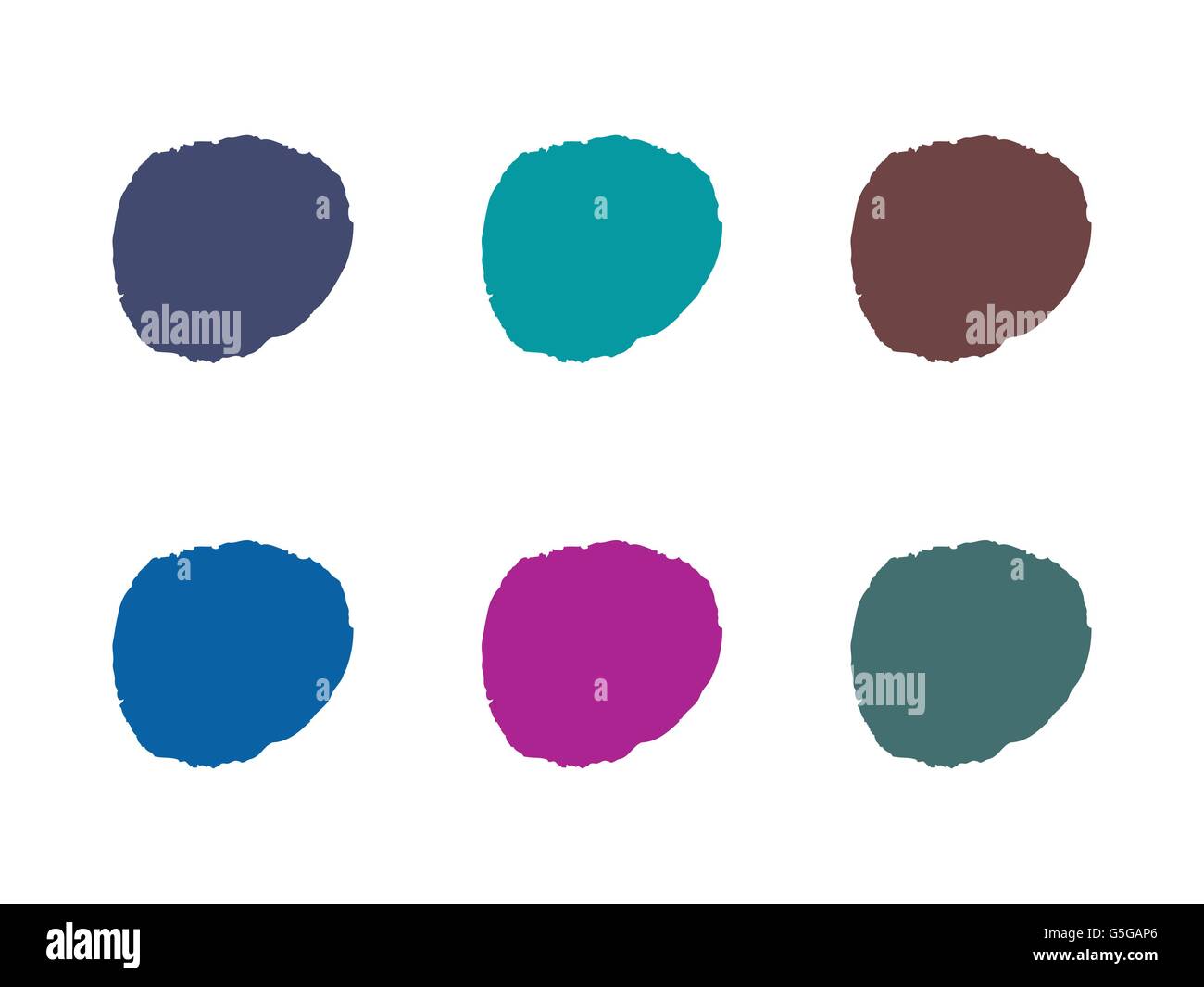 Colorful dark round paint stains, set isolated illustration background ...