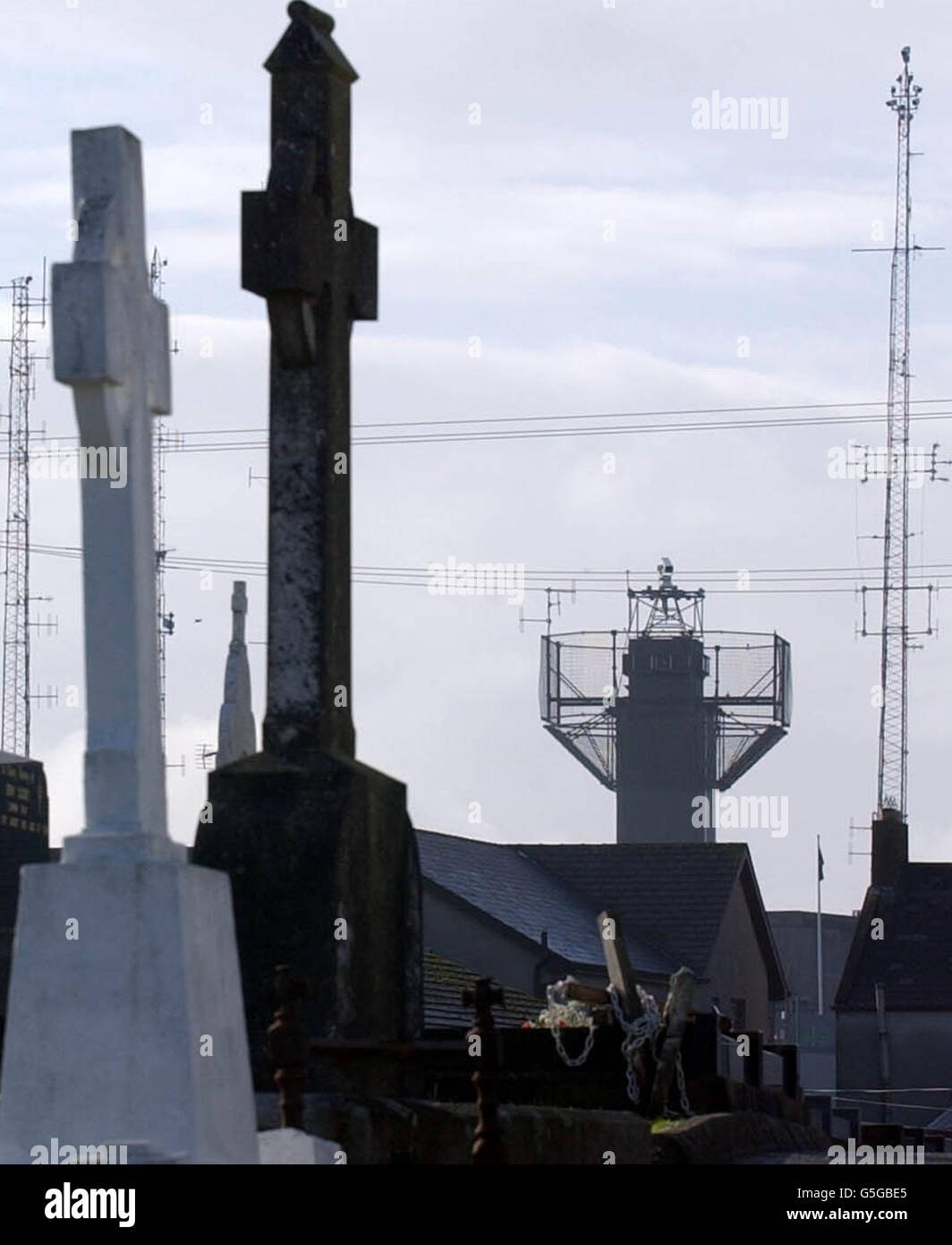 A British Army look out tower in the South Armagh village of ...