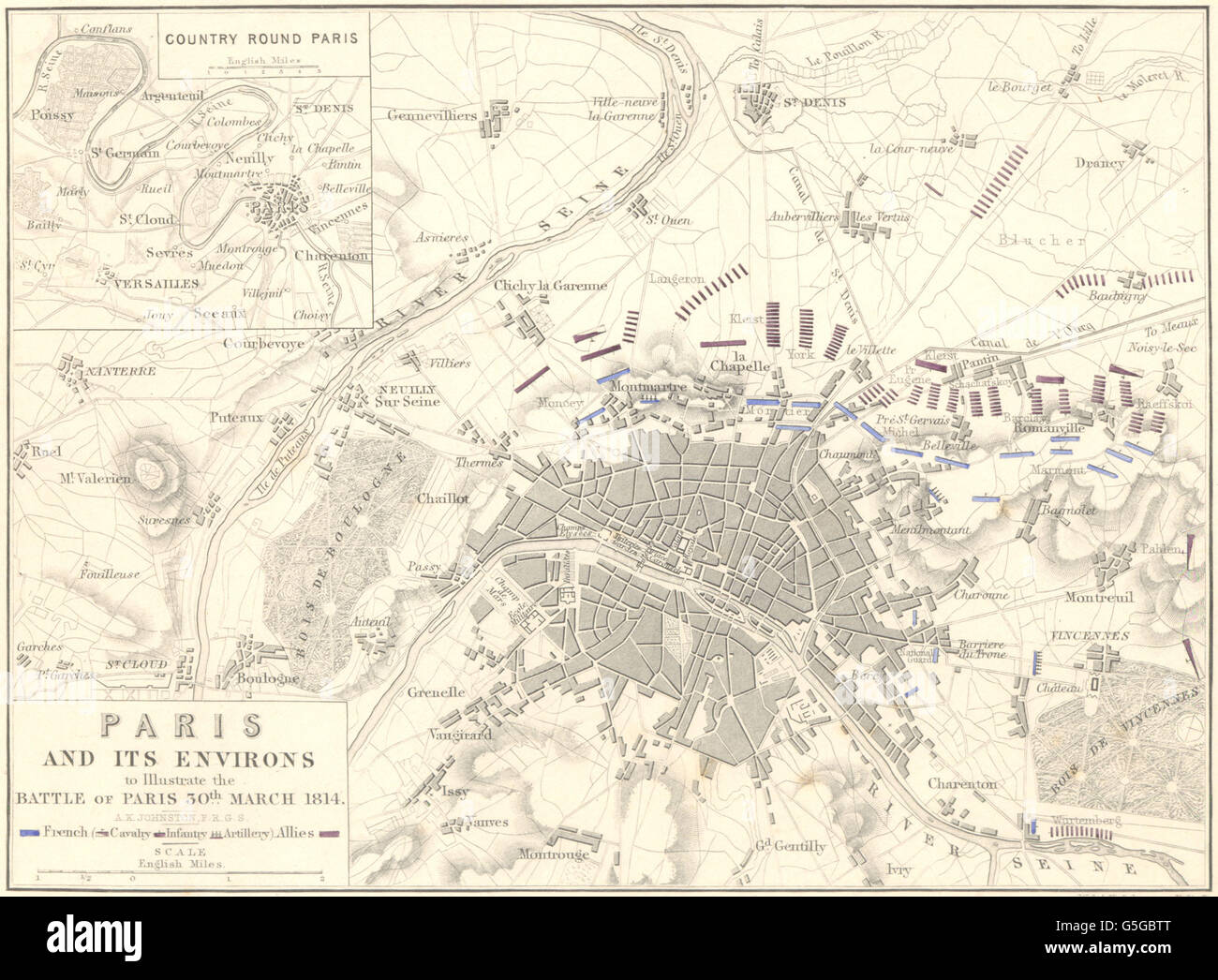 BATTLE OF PARIS: 30th March 1814. France. Napoleonic Wars, 1848 antique ...