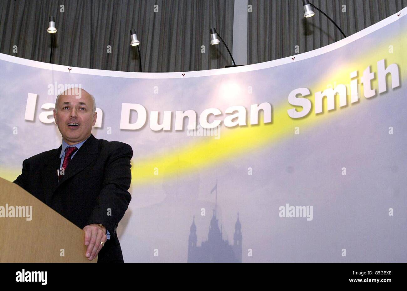 Conservative Party leadership candidate Iain Duncan Smith gives a talk ...