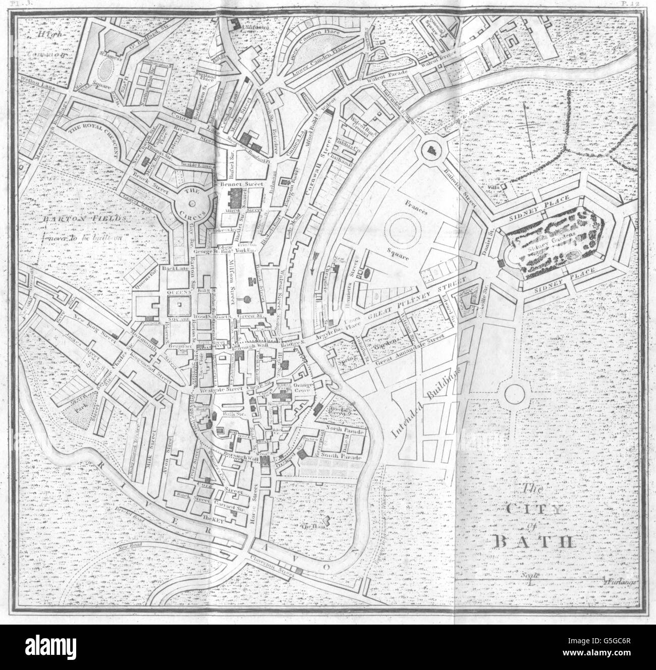 Map of the city of bath hi-res stock photography and images - Alamy