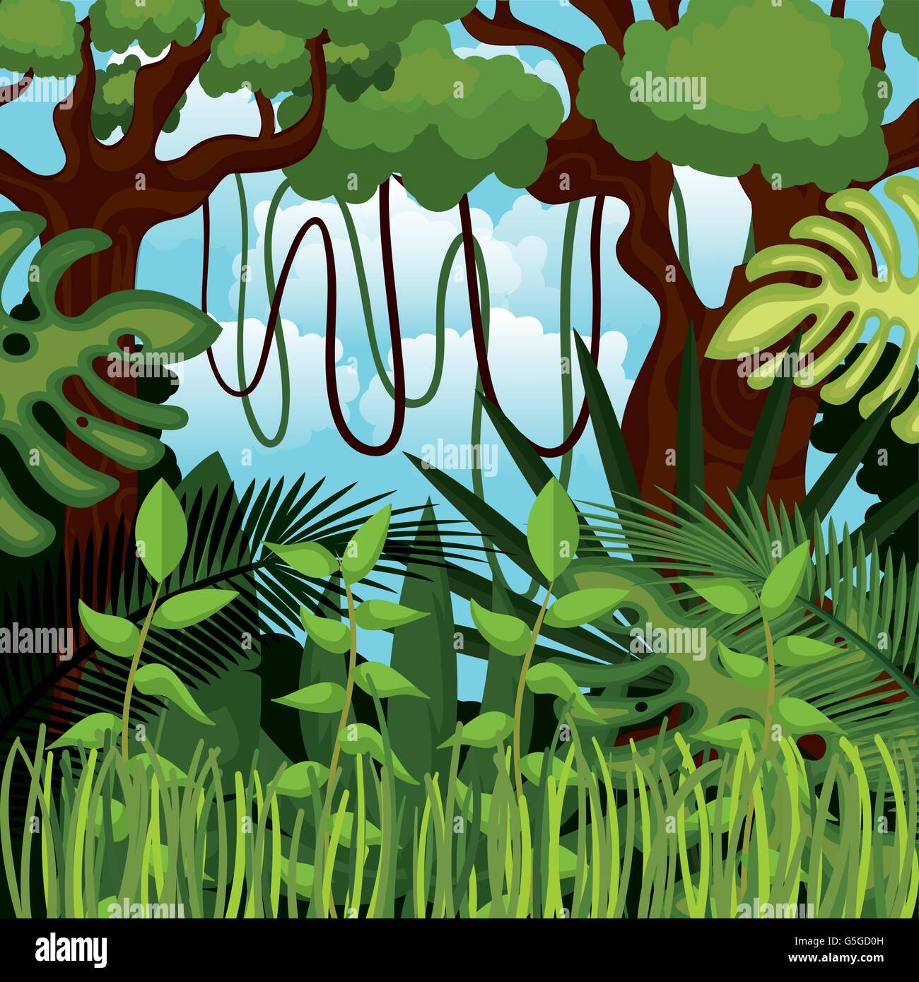 jungle landscape background isolated icon design Stock Vector Image ...