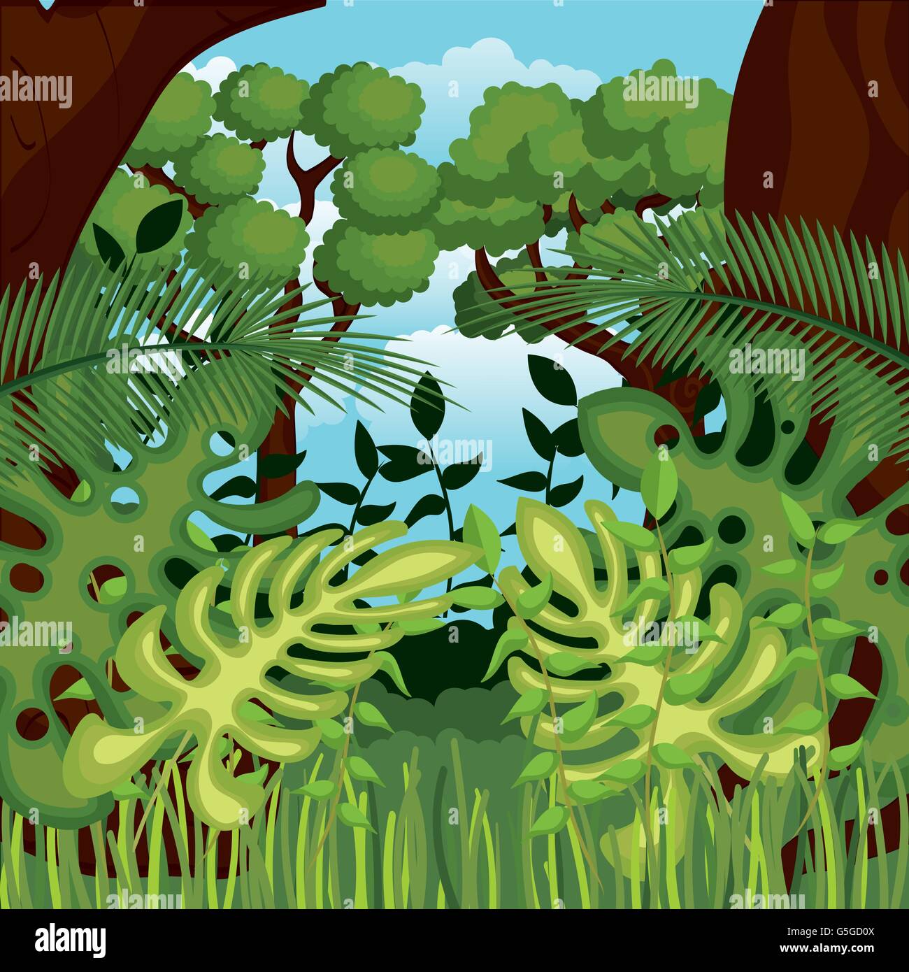 jungle landscape background isolated icon design Stock Vector Image ...