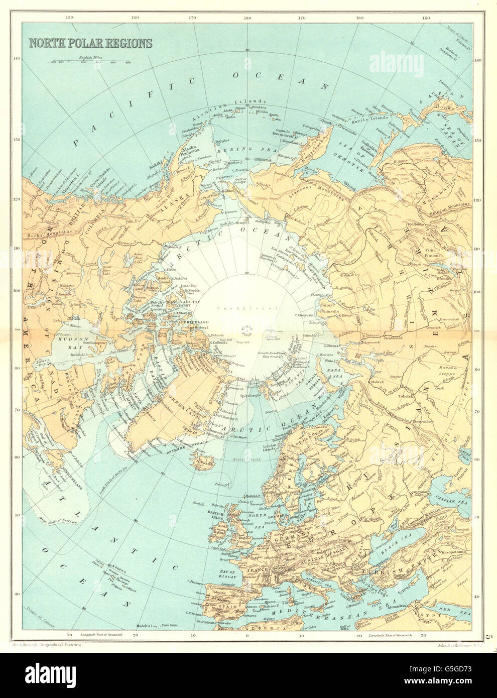Map of the north polar region hi-res stock photography and images - Alamy