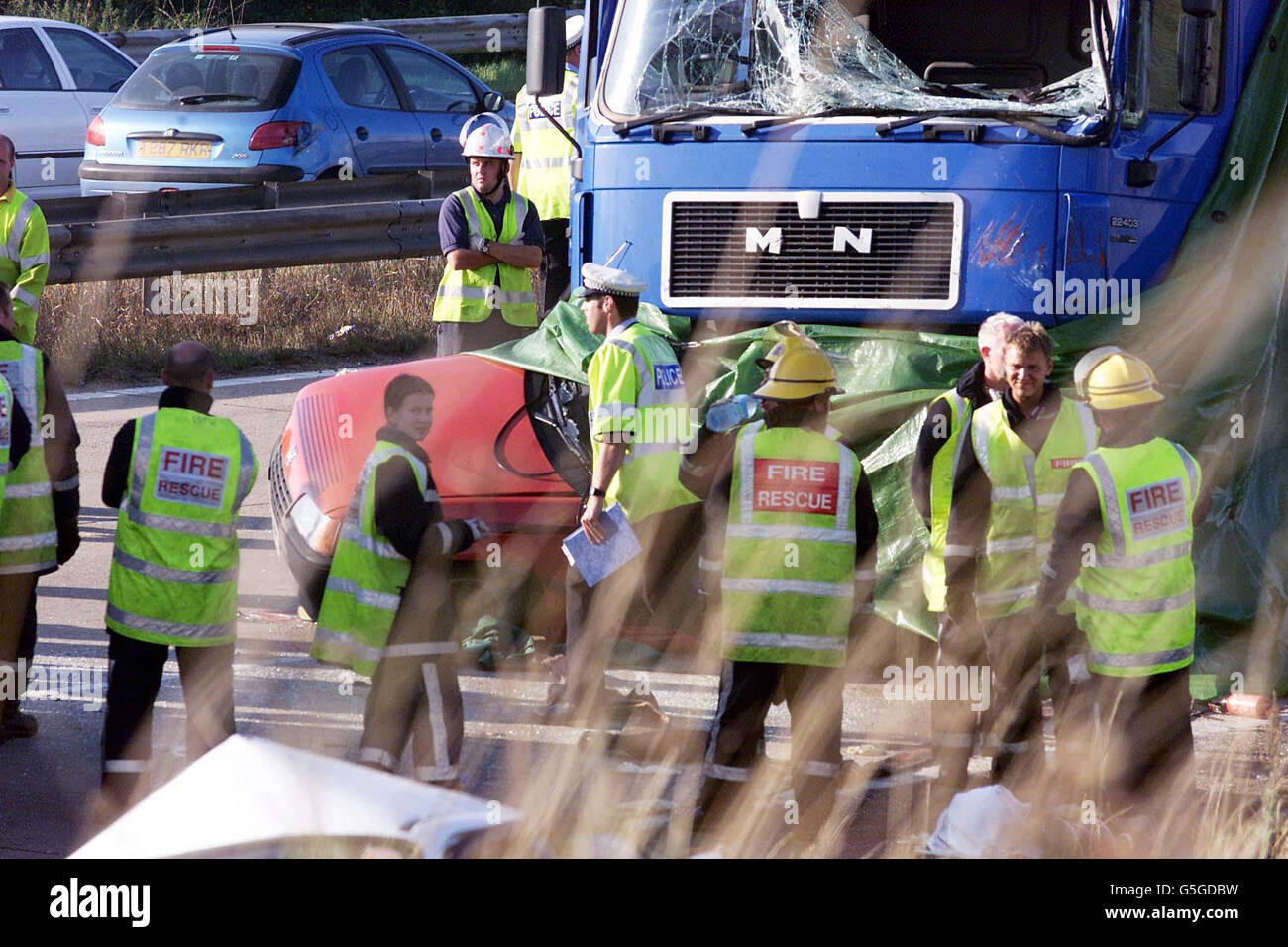 M11 Motorway Car Crash Stock Photo - Alamy