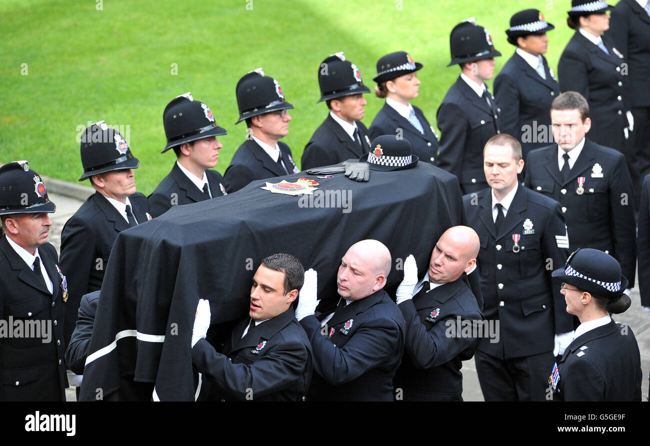 The coffin of Pc Fiona Bone, one of the two policewoman murdered in a ...