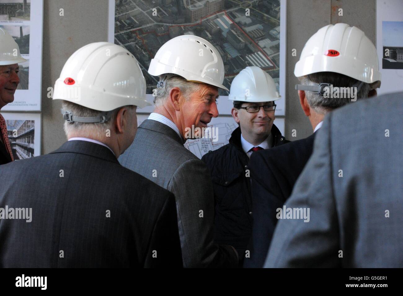 The Prince of Wales during his visit to Broadford Works, Aberdeen where ...