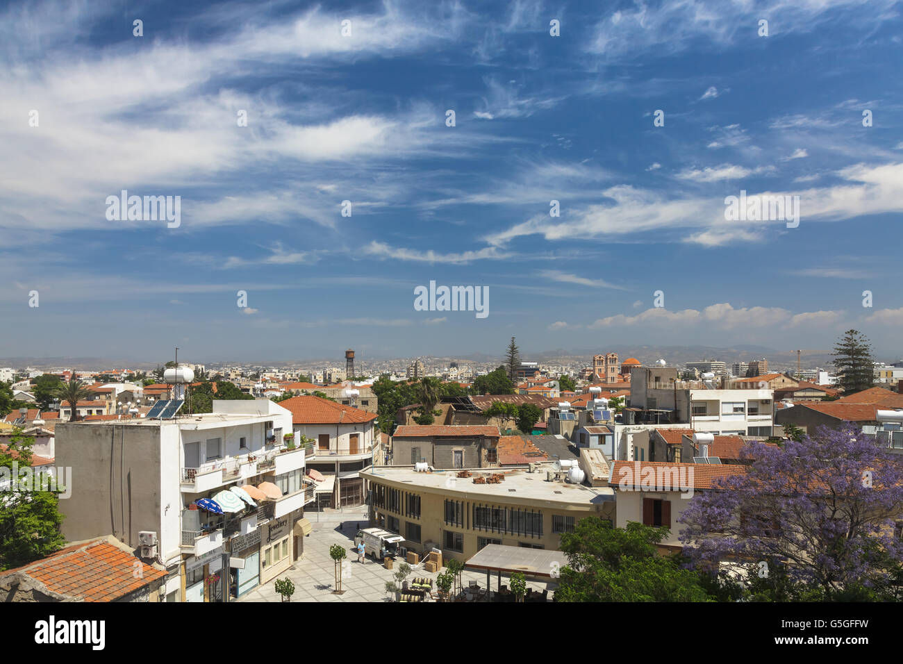 Limassol old town view panorama with central square Stock Photo - Alamy