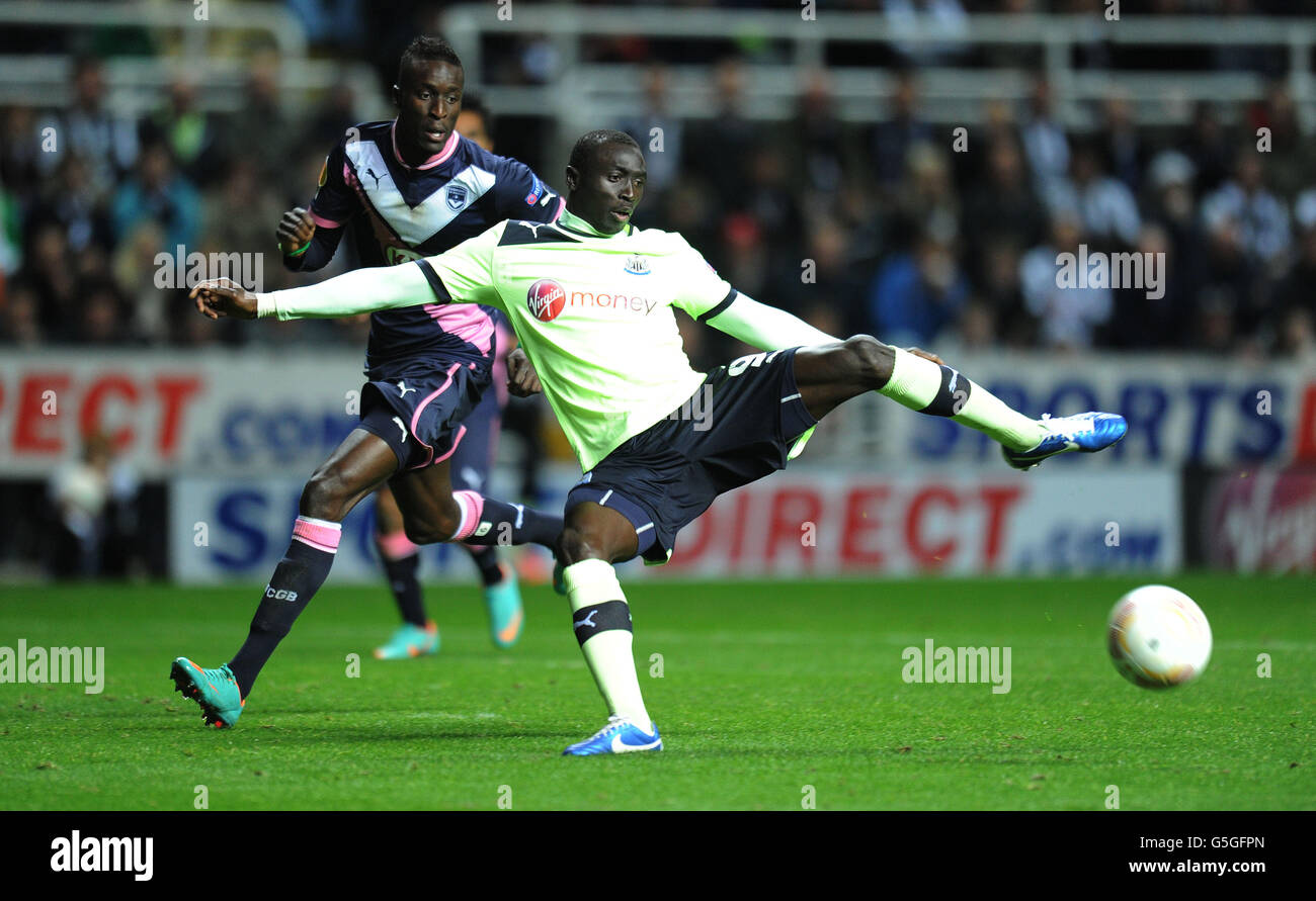 Newcastle United's Papis Cisse scores his sides third goal during the ...