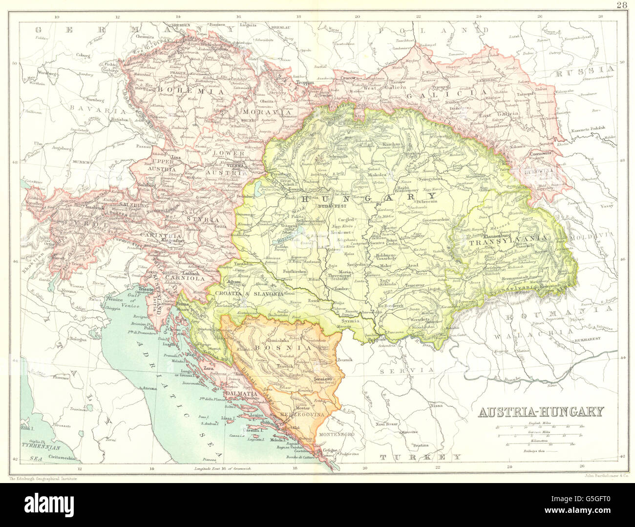 AUSTRIA-HUNGARY: Bosnia Dalmatia Bohemia Galicia Tyrol Moravia Styria ...