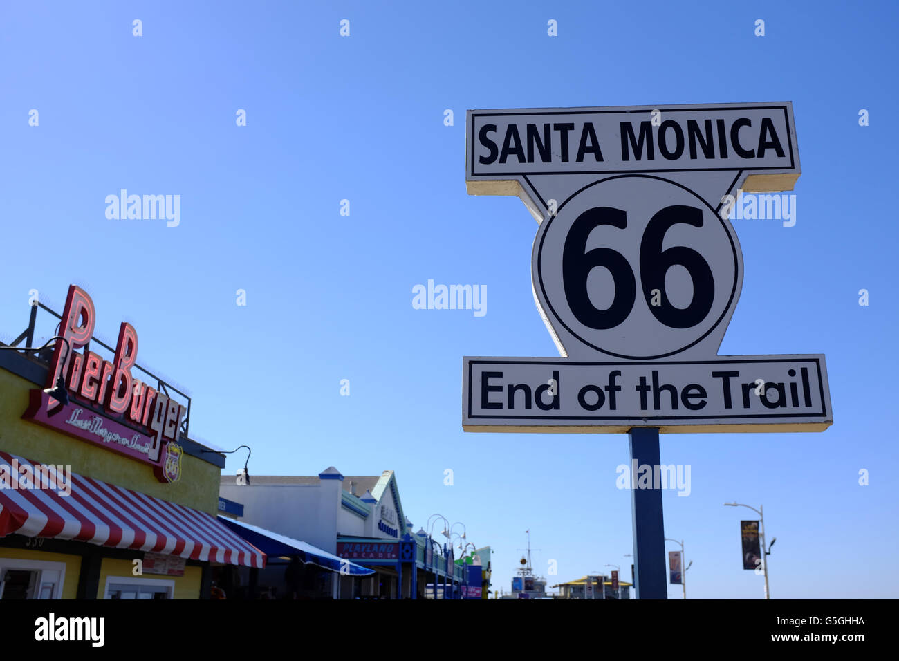 Santa monica pier sign close up hi-res stock photography and images - Alamy